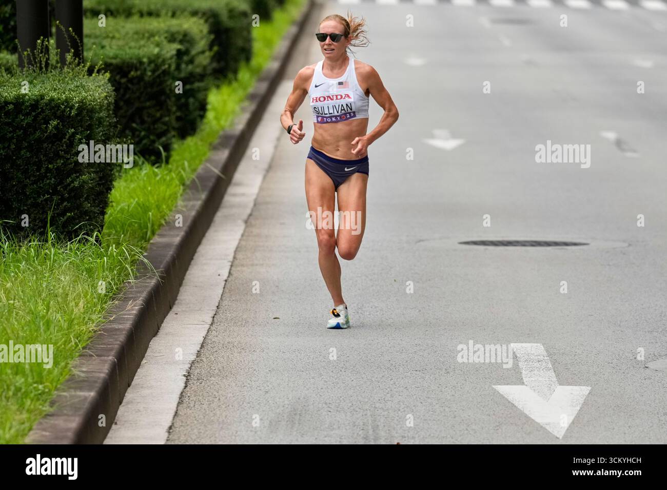 United States' Susanna Sullivan leads the women's marathon at the World ...