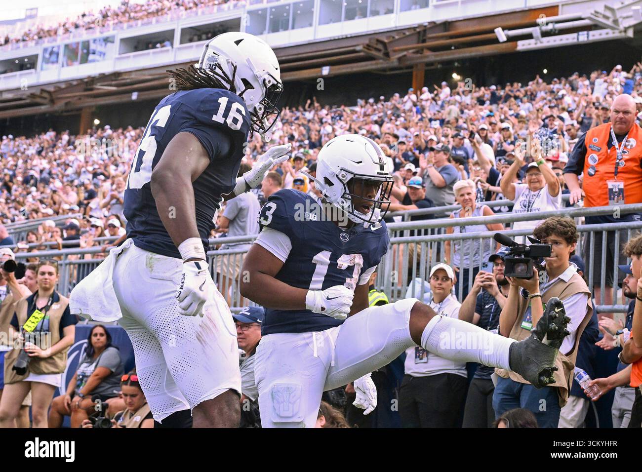 Penn State running back Kaytron Allen (13) celebrates after a touchdown ...