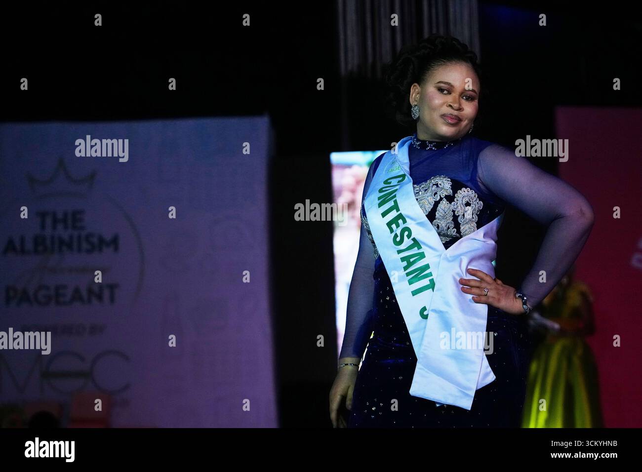 Anita Chidiebube Dike, a contestant with Albanism, walks the runway ...