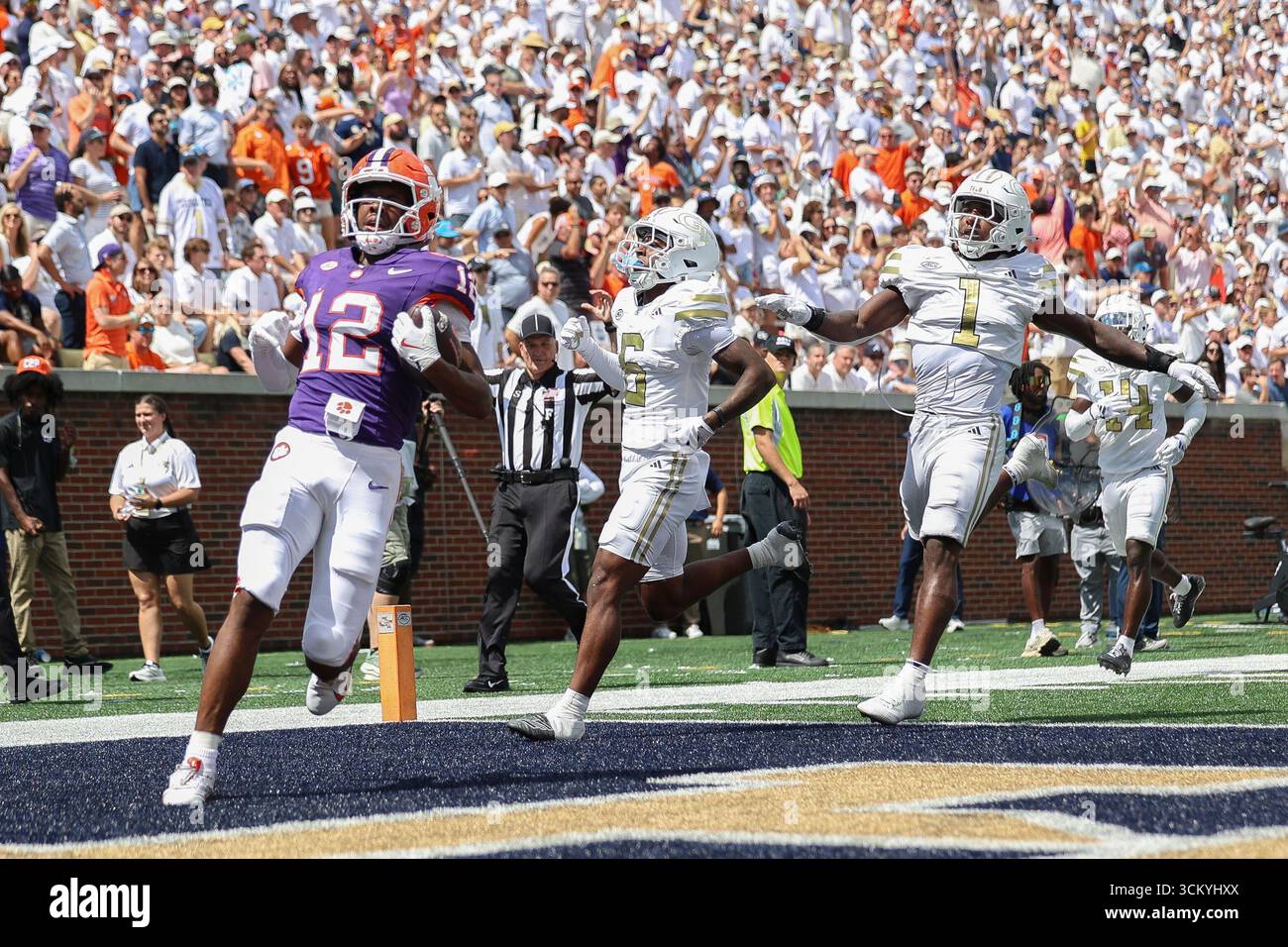 Clemson wide receiver Bryant Wesco Jr. (12) scores a touchdown during ...
