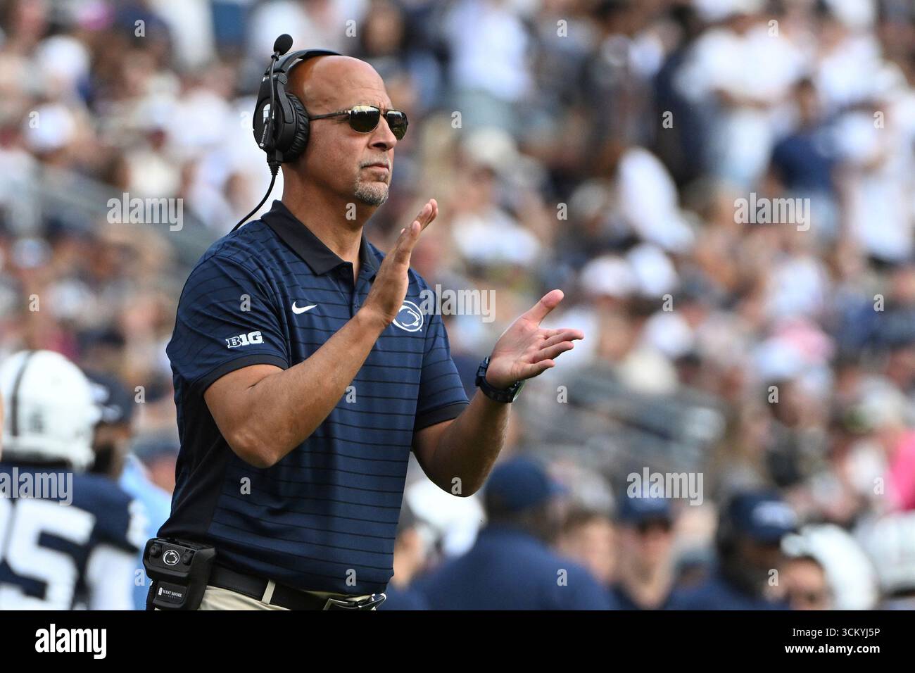 Penn State head coach James Franklin reacts on the sideline during the ...