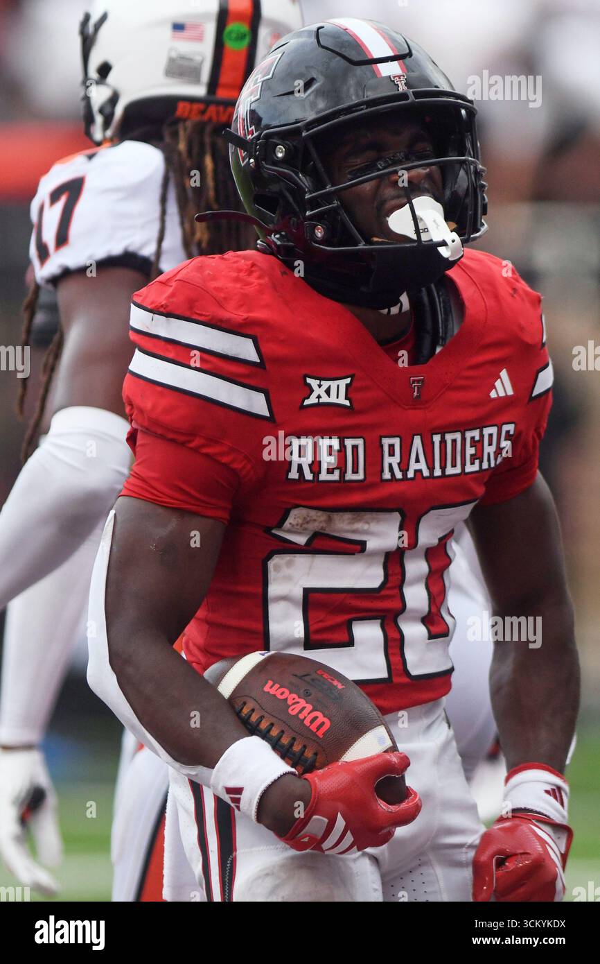 Texas Tech running back J'Koby Williams (20) celebrates his touchdown ...