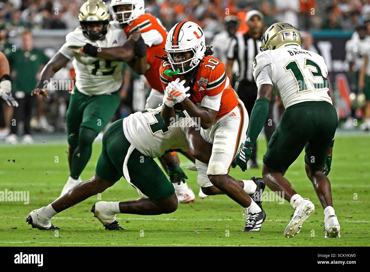 MIAMI GARDENS, FL - SEPTEMBER 13: Miami wide receiver Malachi Toney (10 ...