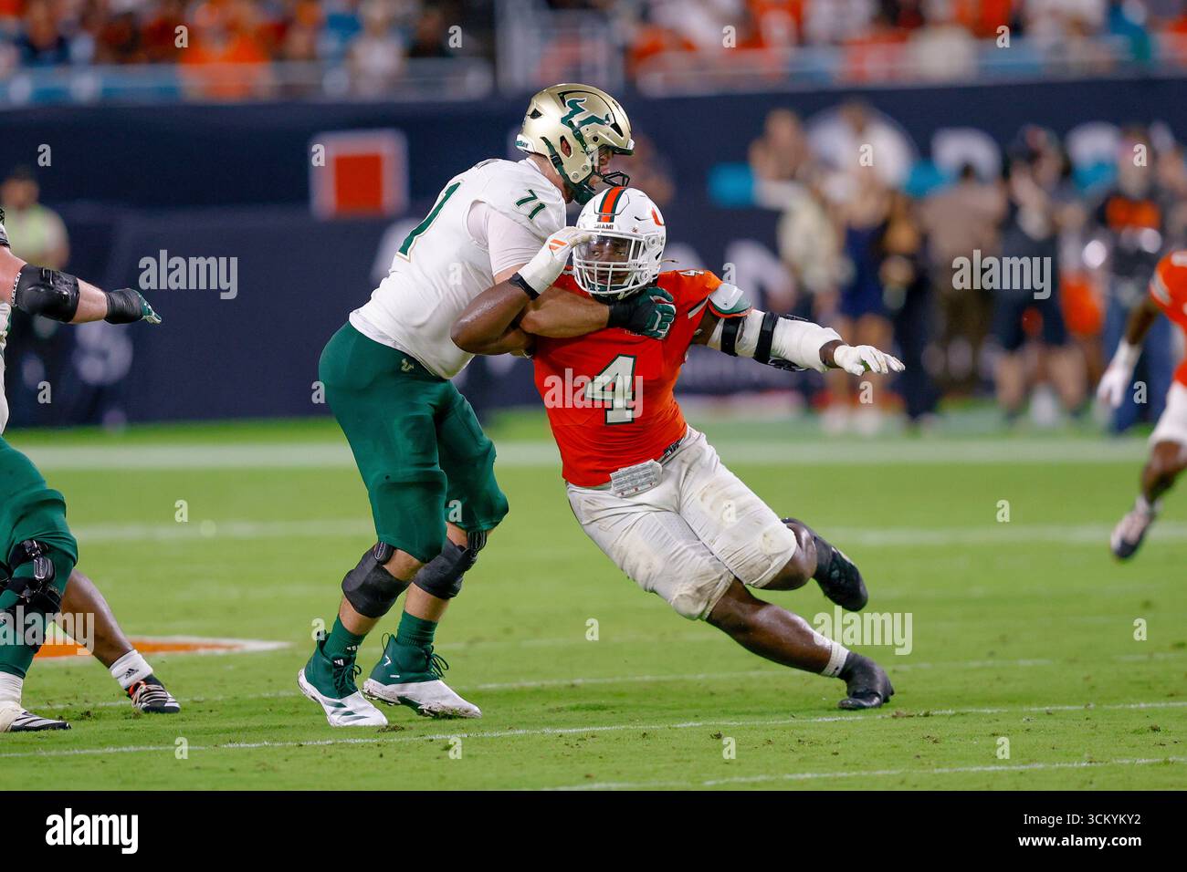 MIAMI GARDENS, FL - SEPTEMBER 13: Miami Hurricanes defensive lineman ...