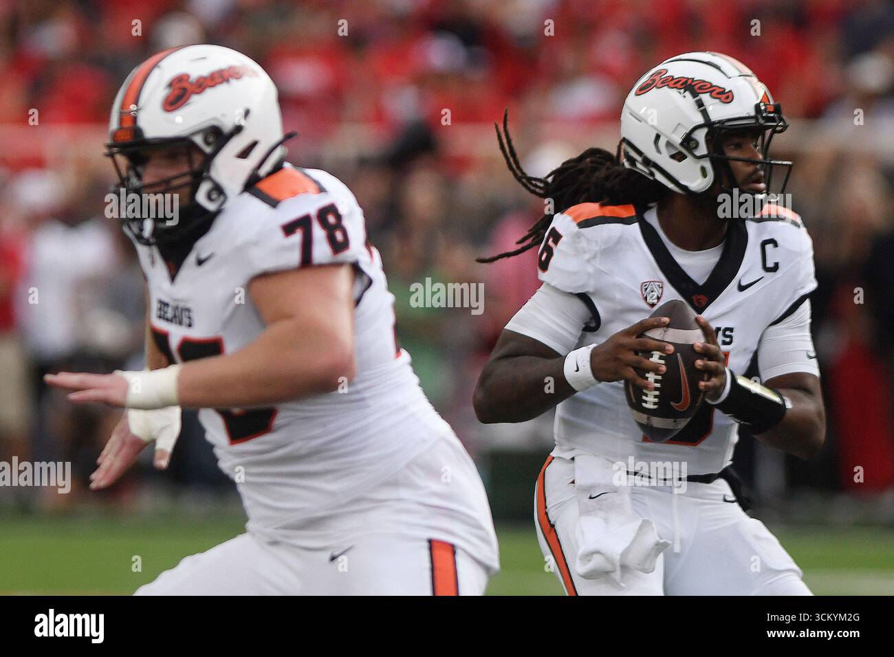 Oregon State quarterback Maalik Murphy (6) looks to pass the ball while ...