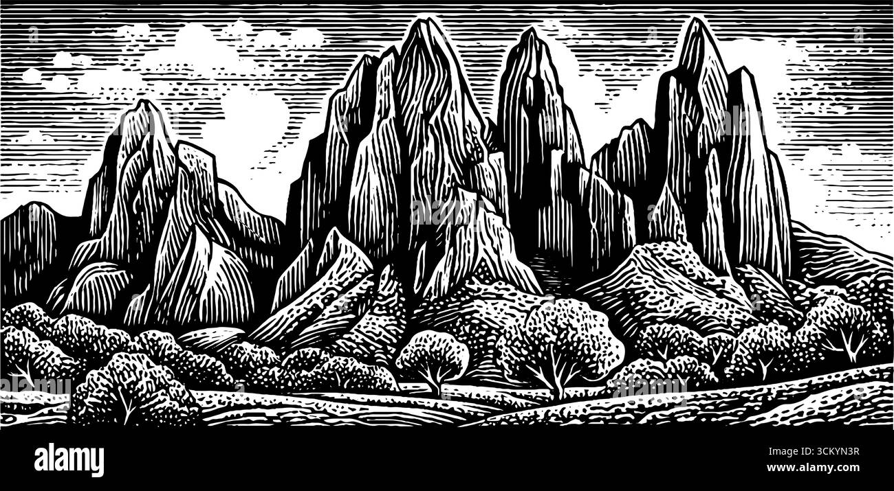 Dramatic limestone karst spires rising from a serene plain in vintage ...