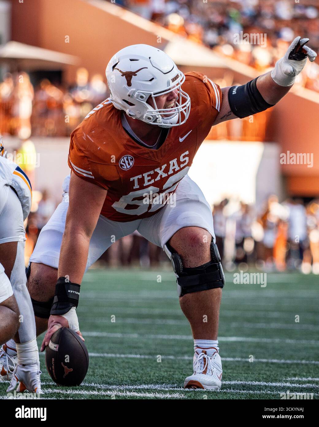 Sept 13, 2025. Connor Robertson (62) of the Texas Longhorns in action ...