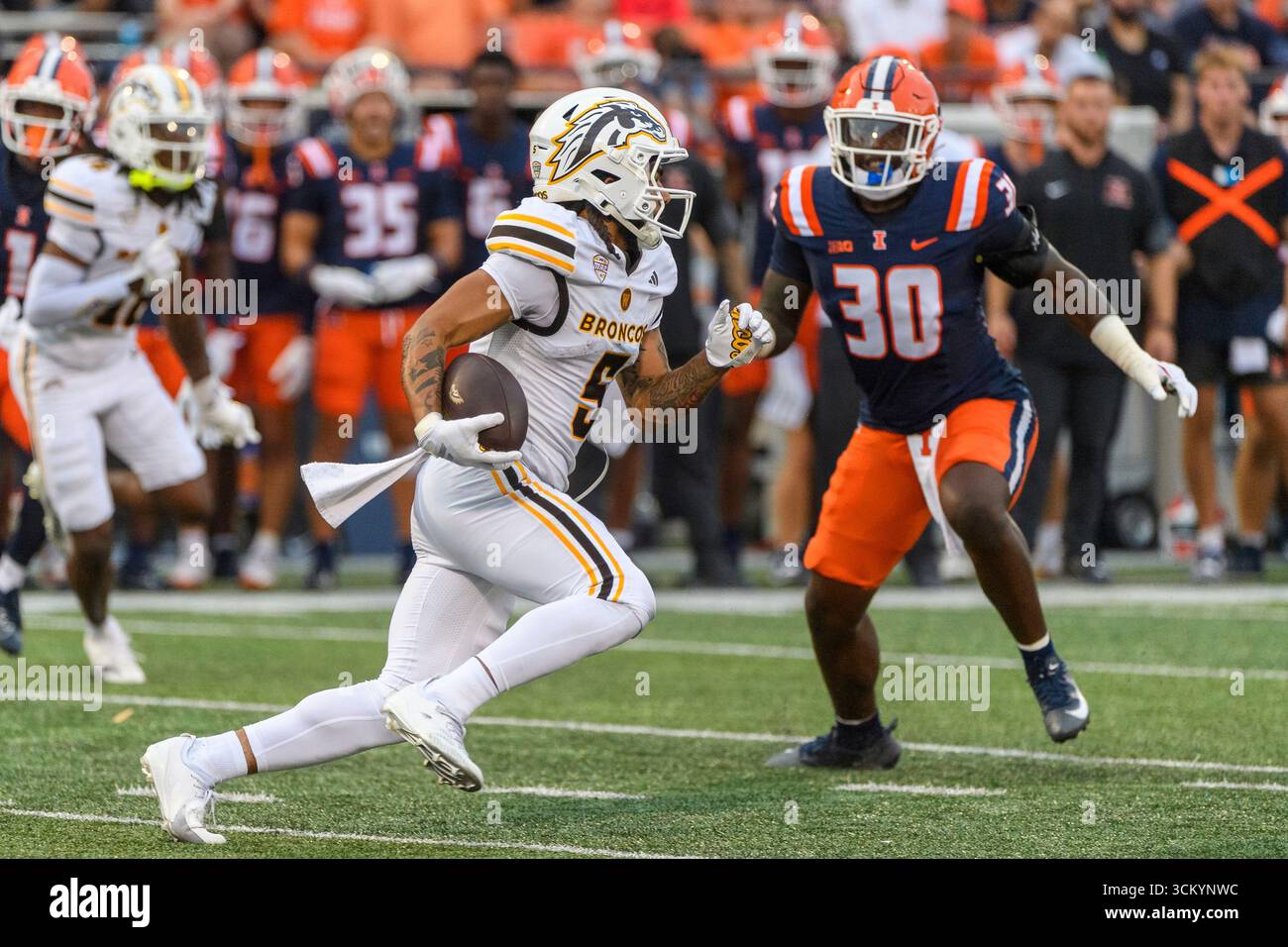 Western Michigan to running back Devin Miles during the first half of ...