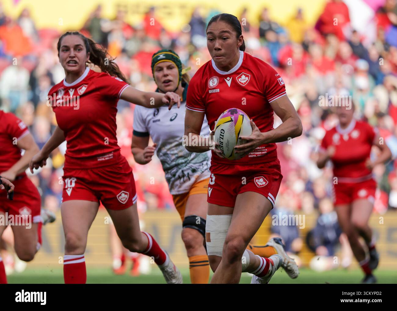 Bristol, UK. 13th Aug, 2025. Florence Symonds (CAN) with the ball ...