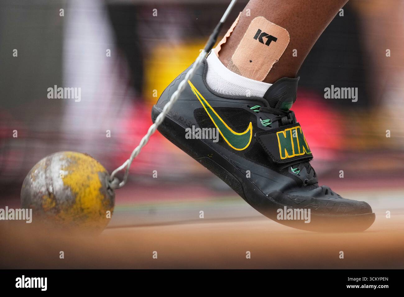 Jamaica's Nayoka Clunis competes in the women's hammer throw ...