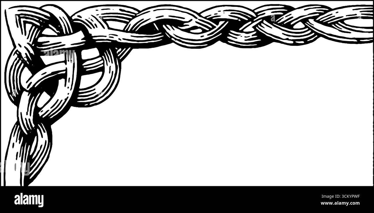 Intricate celtic knot corner braid in black and white for design and ...