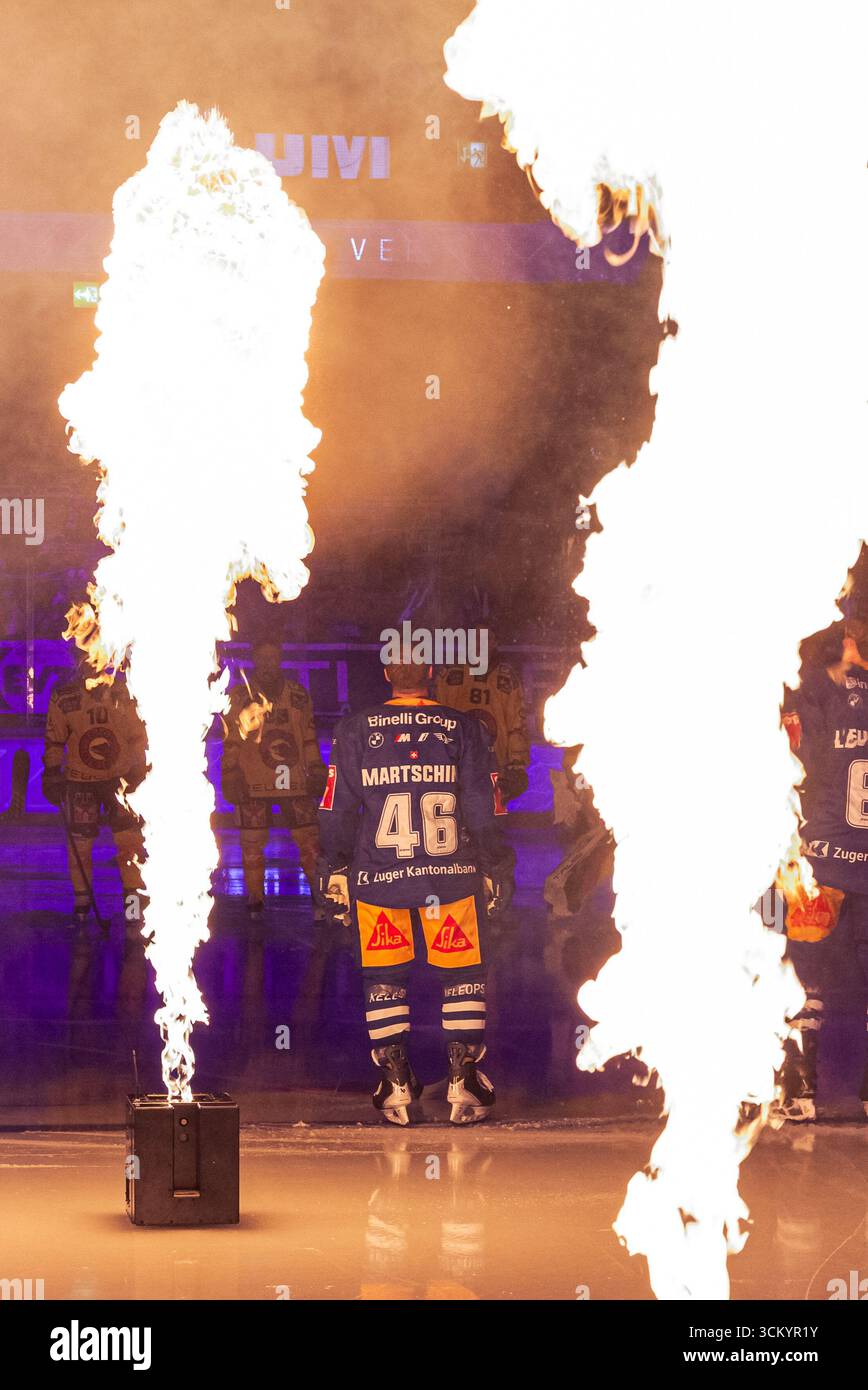 Lino Martschini #46 (EV Zug) during the Pre-Game Show - 09.09.2025 ...