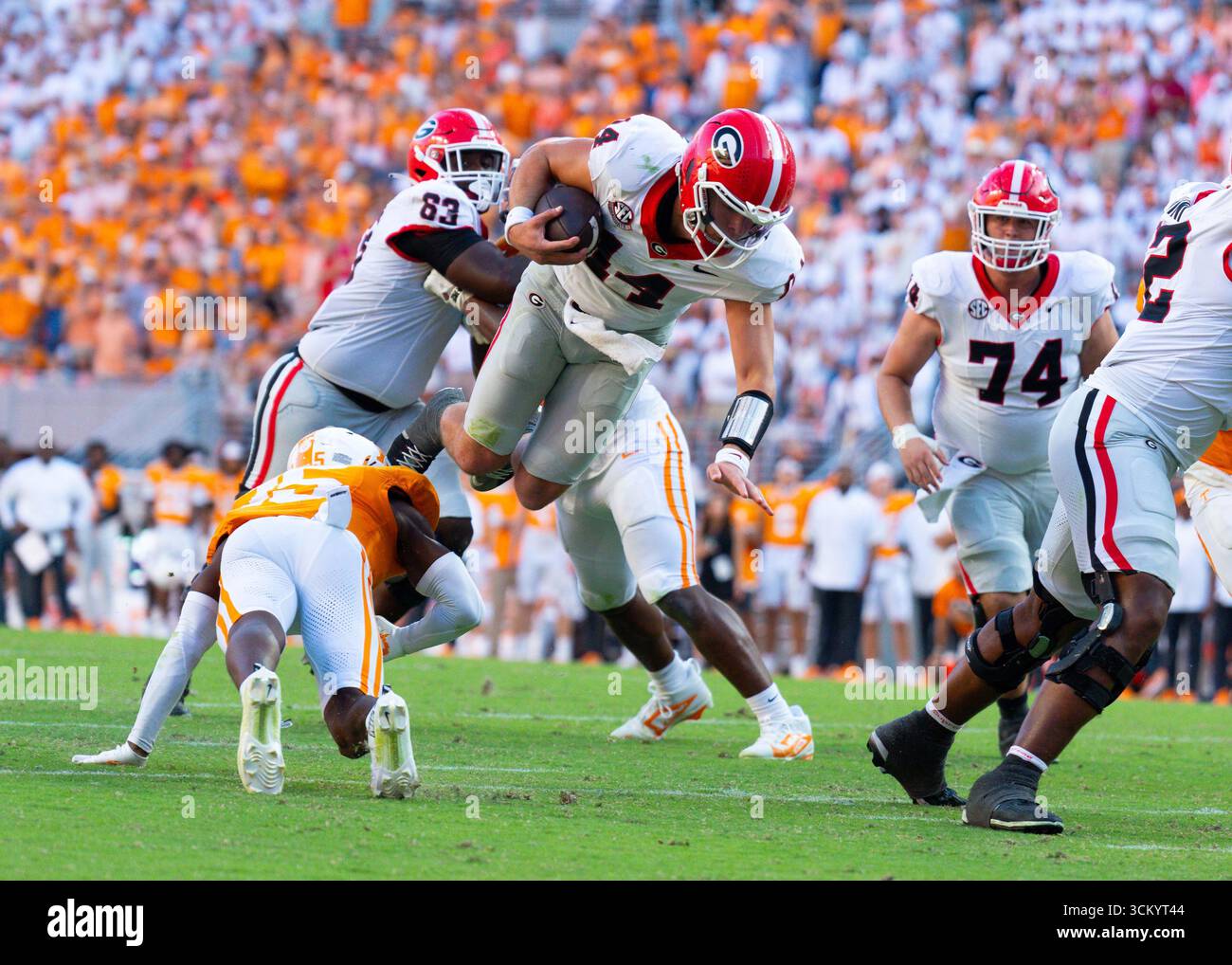 September 13, 2025: Gunner Stockton #14 of the Georgia Bulldogs runs ...