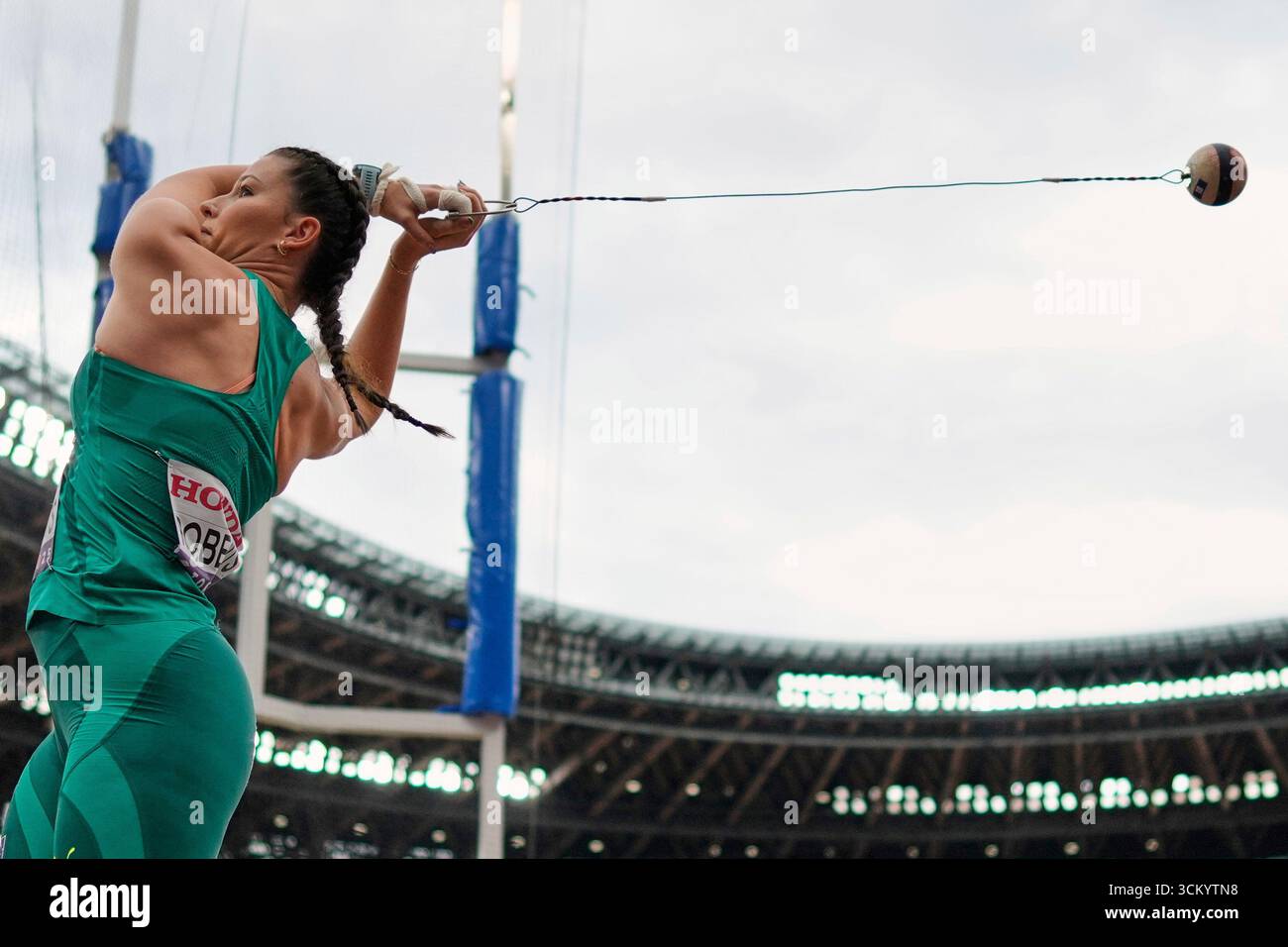 Australia's Lara Roberts makes an attempt at the women's hammer throw ...