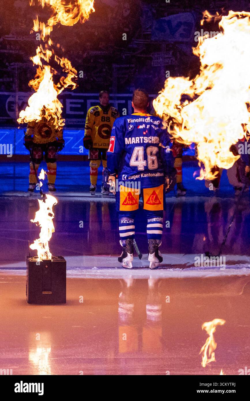 Lino Martschini #46 (EV Zug) during the Pre-Game Show - 09.09.2025 ...