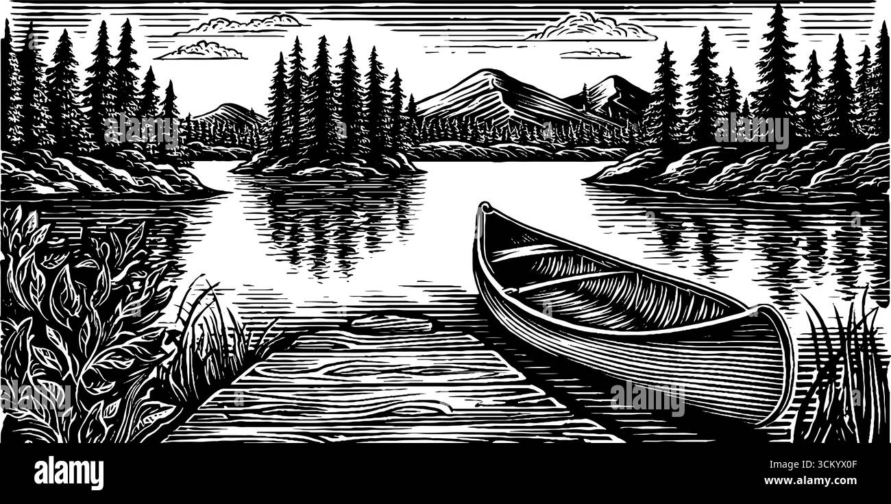 Canoe on dock in Stock Vector Images - Alamy