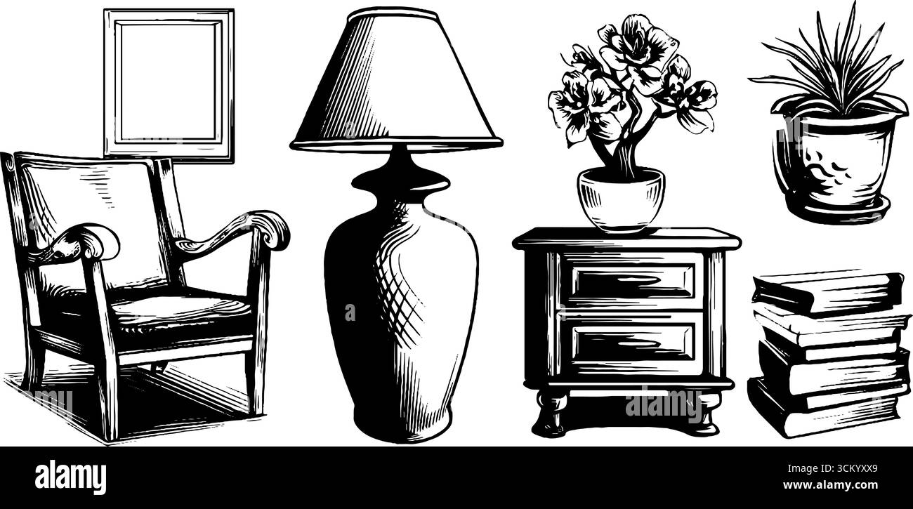 Scandinavian style furniture and objects collection for interior design ...