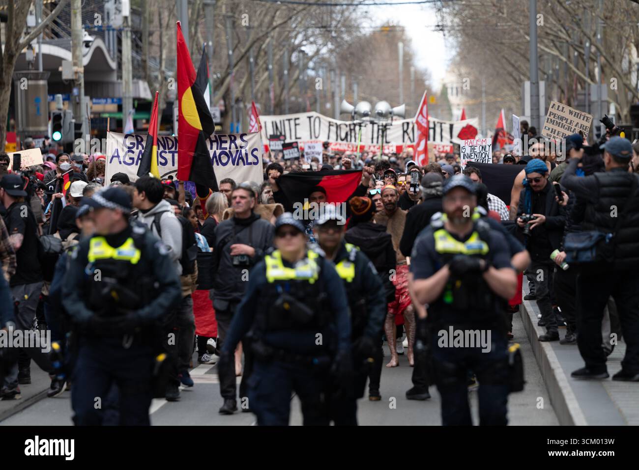 Protesters march through Melbourne’s CBD during the Indigenous ...