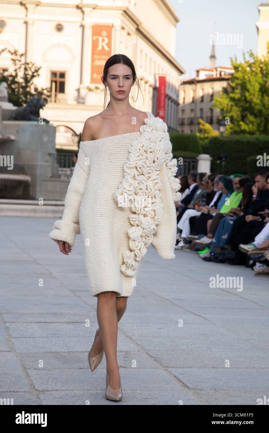 A model walks the runway at the Madrid es Mode fashion show during the ...