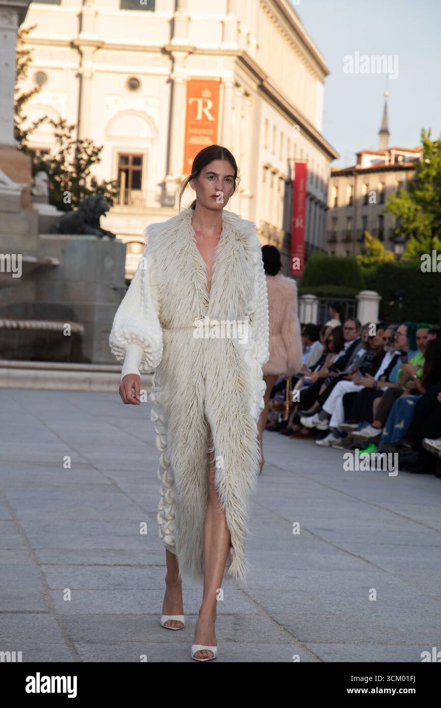 A model walks the runway at the Madrid es Mode fashion show during the ...