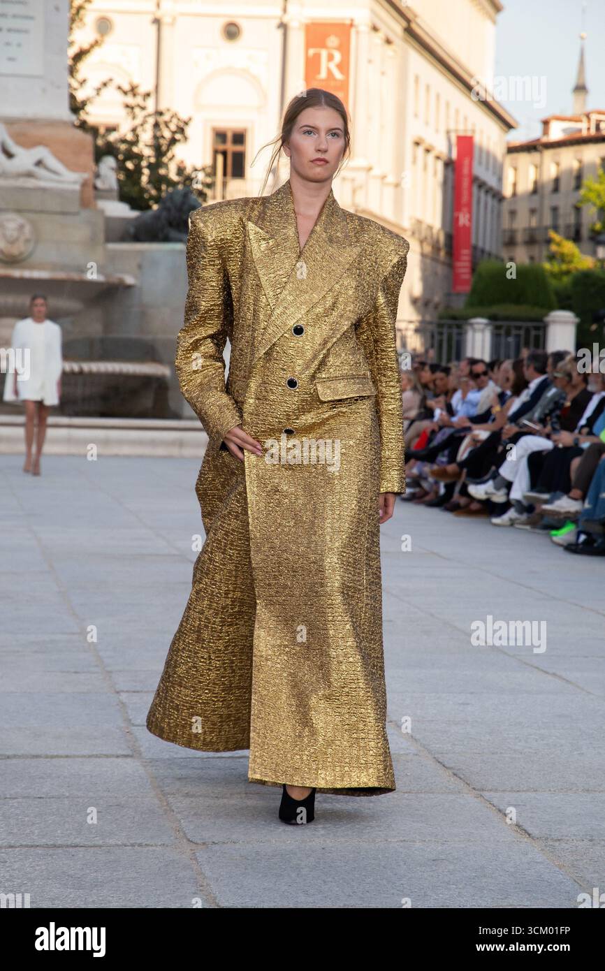 A model walks the runway at the Madrid es Mode fashion show during the ...