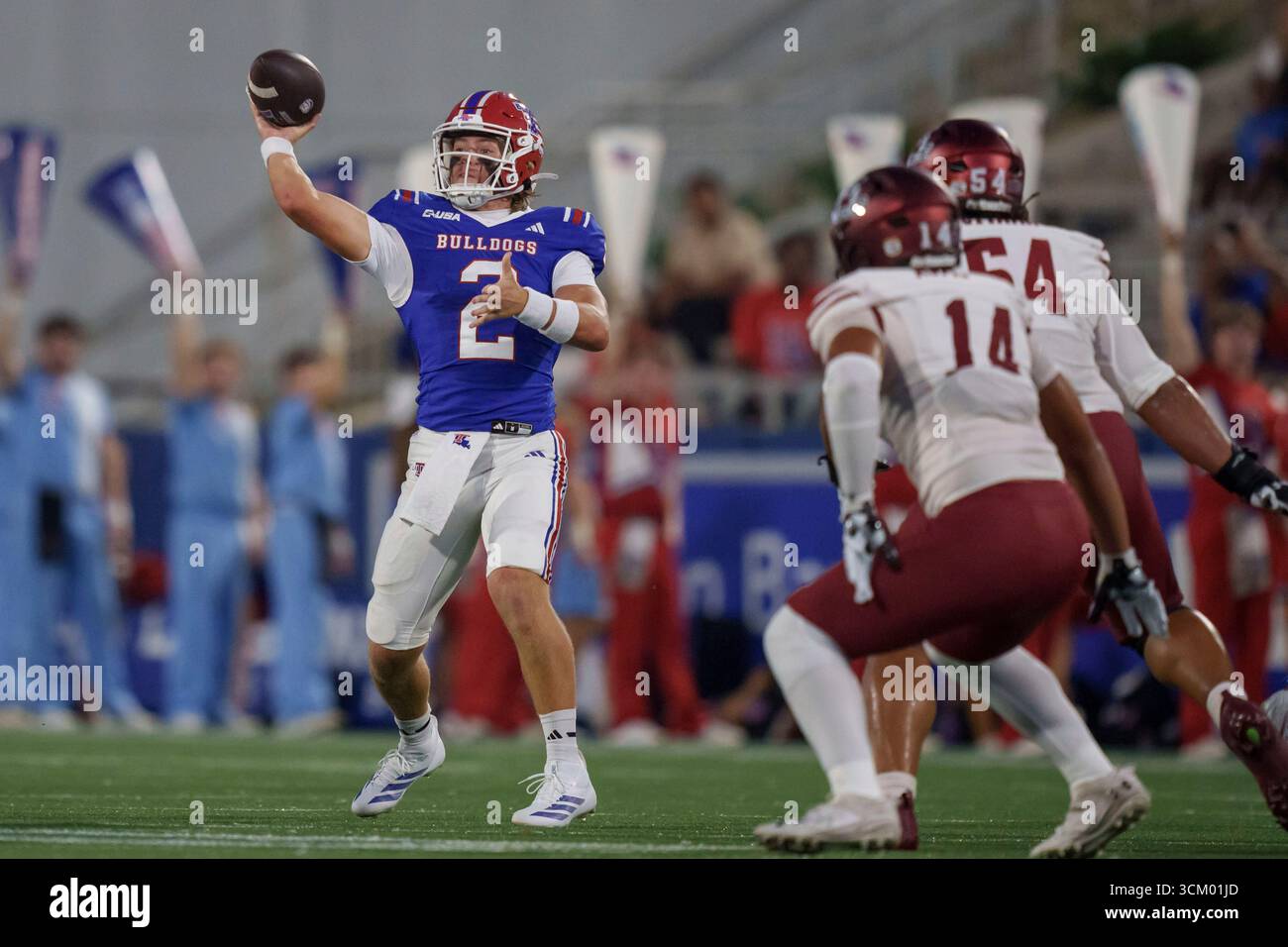 Louisiana Tech quarterback Trey Kukuk (2) throws against New Mexico ...