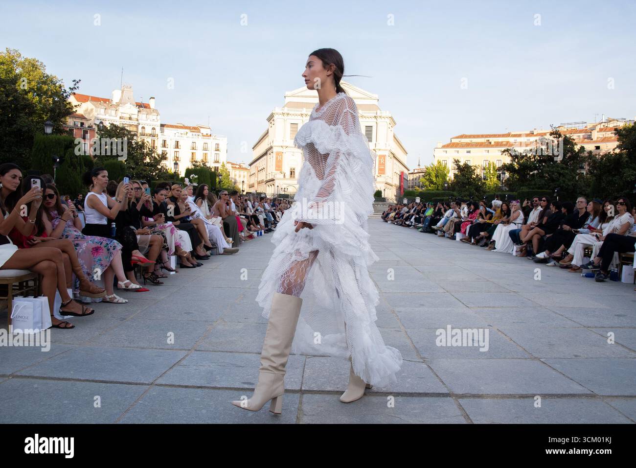 A model walks the runway at the Madrid es Mode fashion show during the ...