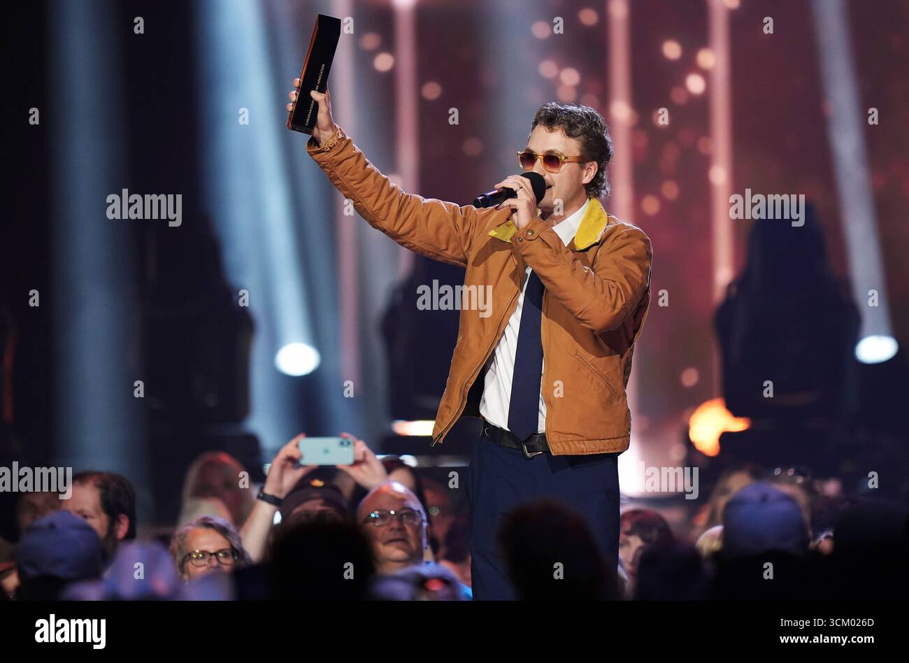 Owen Riegling accepts the Album of the Year award at the Canadian ...