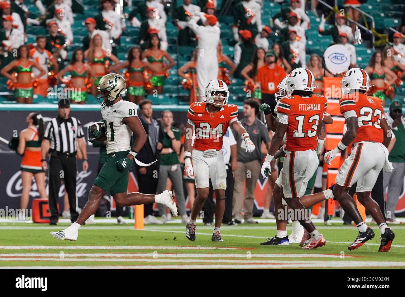 South Florida wide receiver Christian Neptune (81) scores a touchdown ...