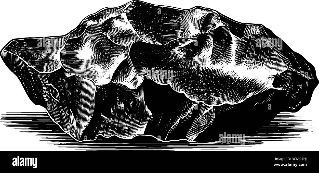 Obsidian shard edge in black and white - hand drawn silhouette for ...