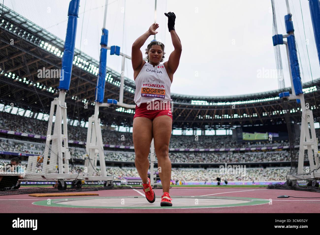 Canada's Camryn Rogers makes an attempt at the women's hammer throw ...