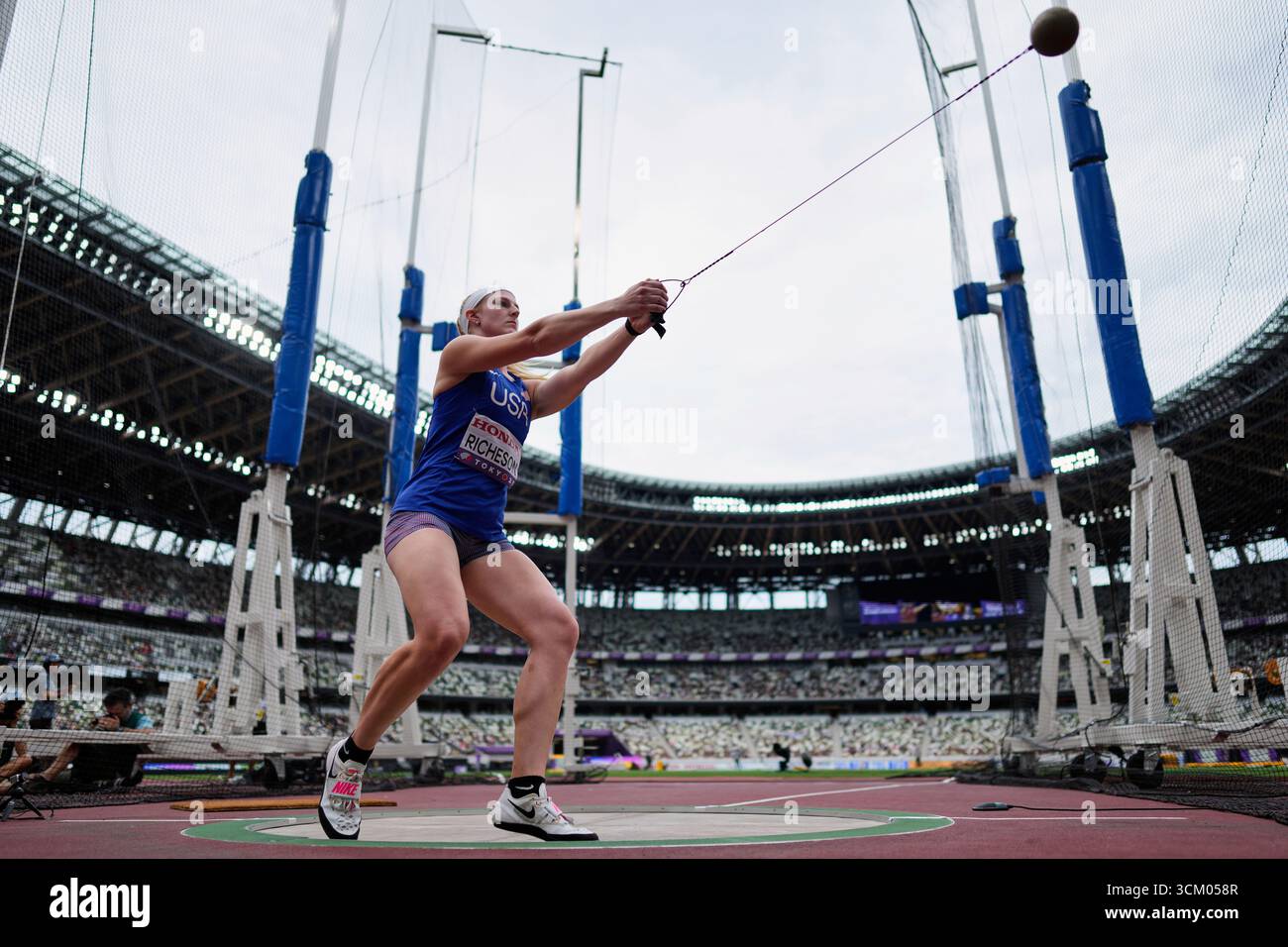 United States' Rachel Richeson makes an attempt at the women's hammer ...