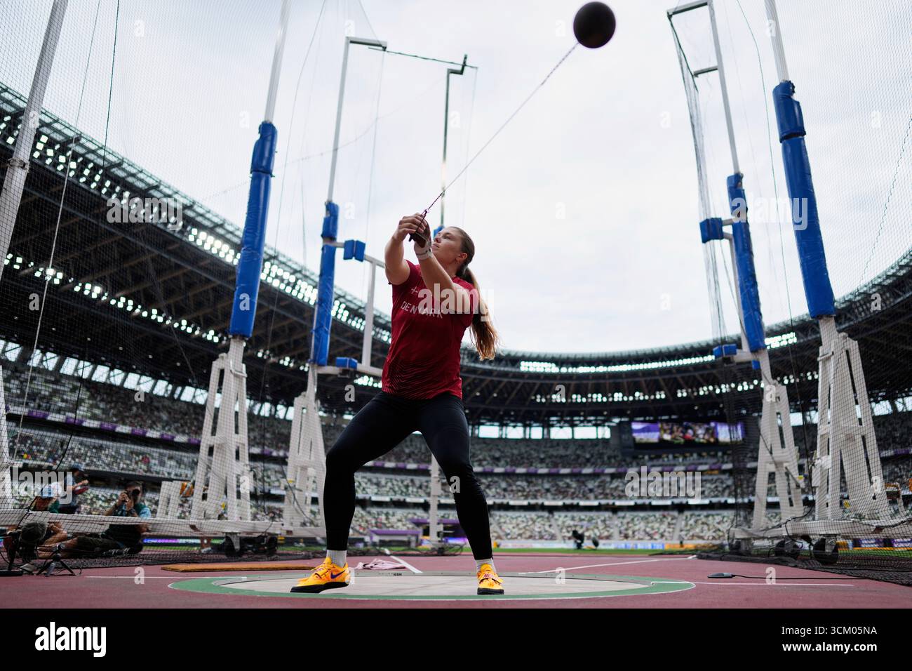 Denmark's Katrine Koch Jacobsen makes an attempt at the women's hammer ...