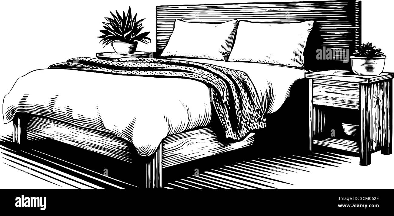 Wooden slatted bed headboard Stock Vector Images - Alamy