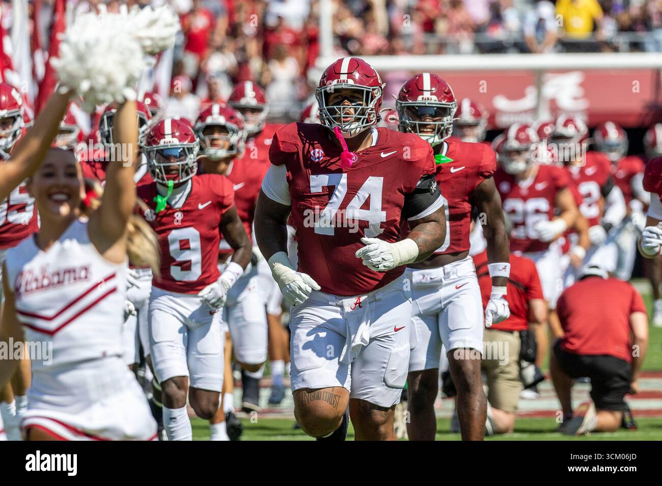 Alabama offensive lineman Kadyn Proctor (74) takes the field before ...
