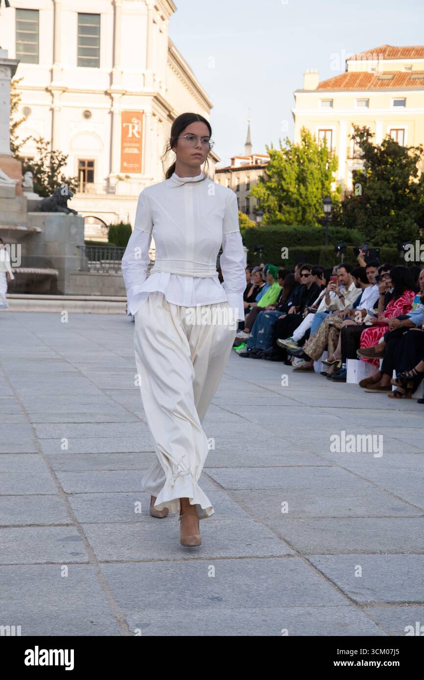 A model walks the runway at the Madrid es Mode fashion show during the ...