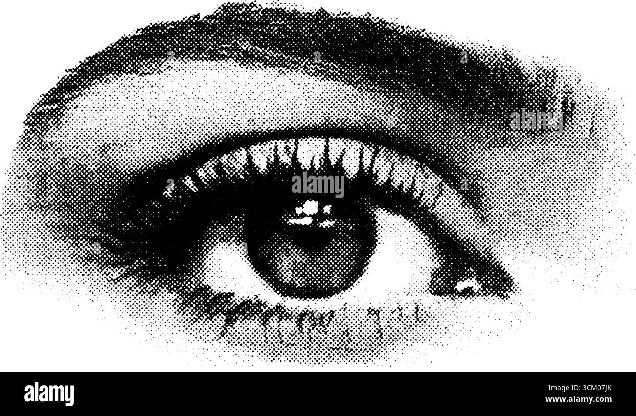 Vintage pop art woman's eye with mascara featuring halftone effect ...