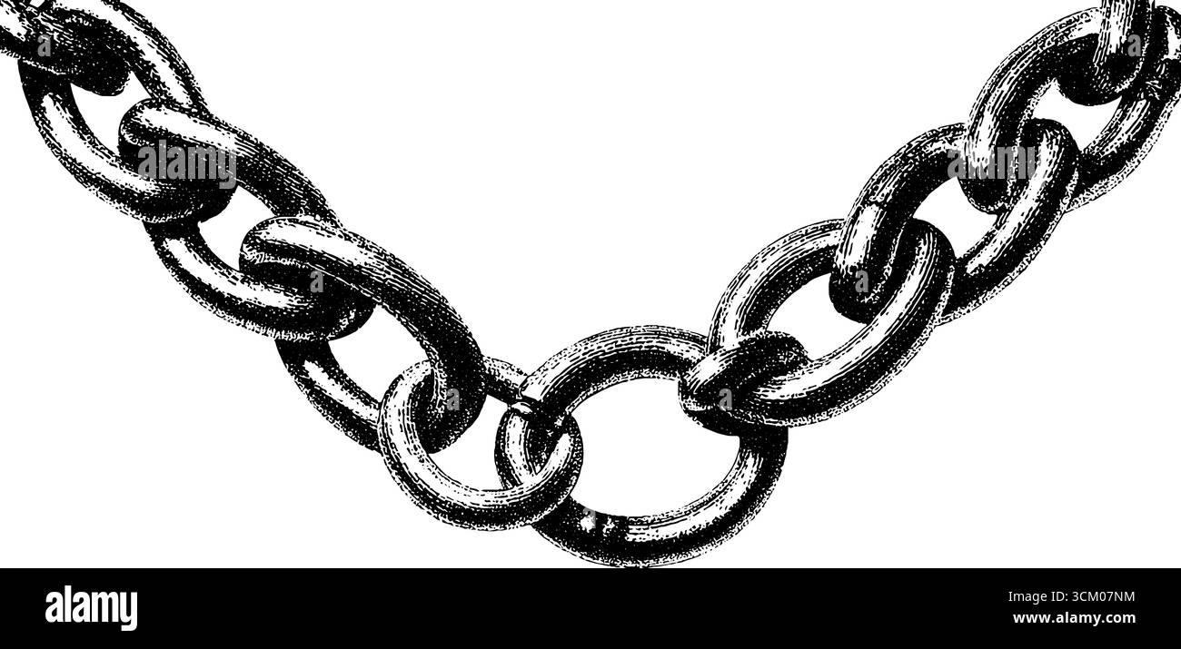 Grunge punk style chain hanging from belt with vintage halftone effect ...
