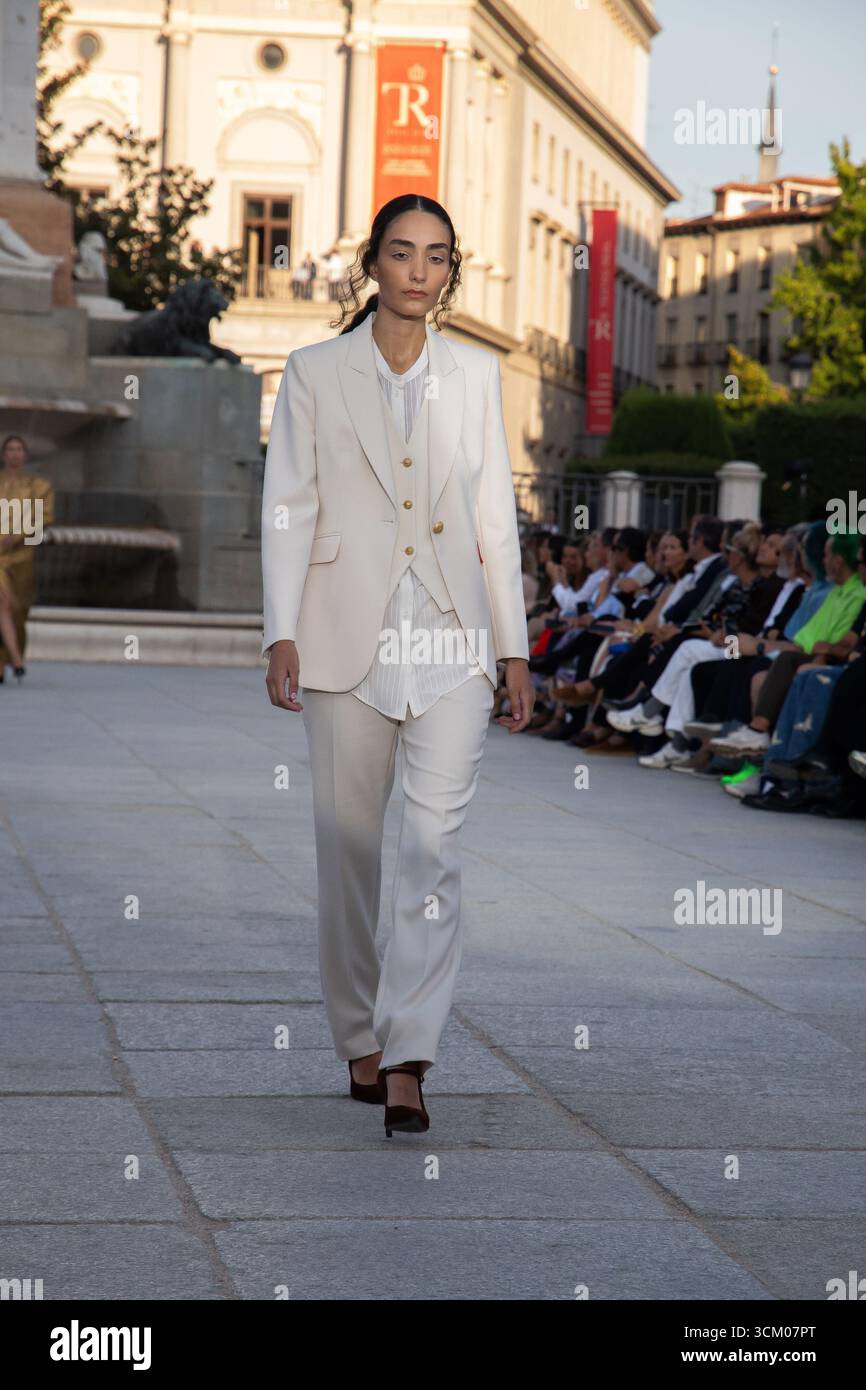 A model walks the runway at the Madrid es Mode fashion show during the ...