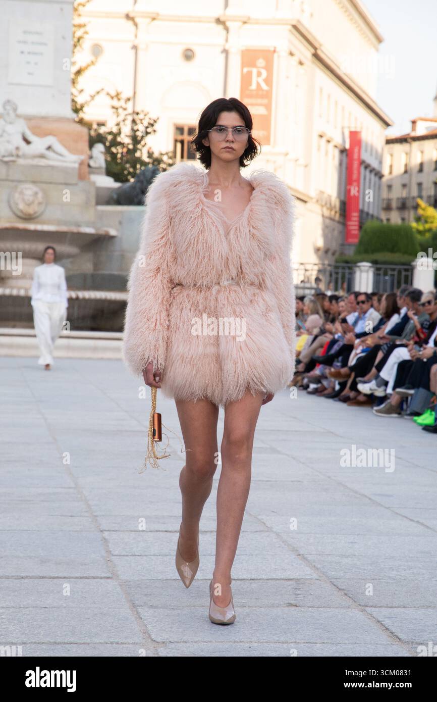A model walks the runway at the Madrid es Mode fashion show during the ...