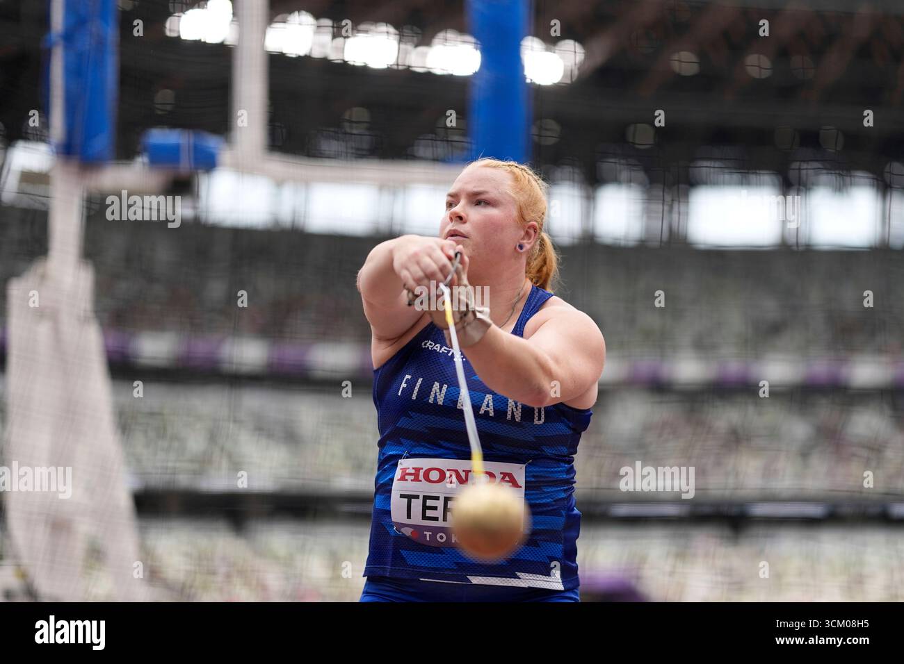 Finland's Krista Tervo makes an attempt in the women's hammer throw ...