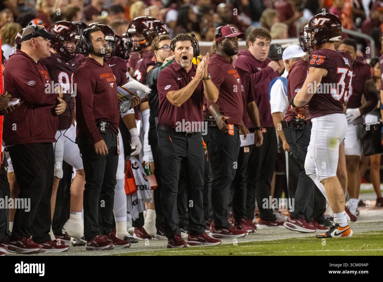 Virginia Tech head coach Brent Pry on the sidelines against Old ...