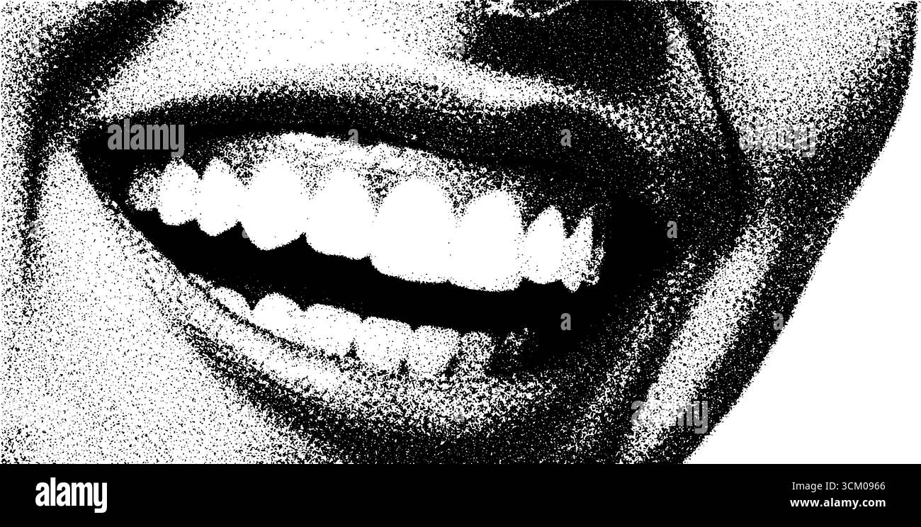 Vampire smile with cracked lips and fresh blood for gothic and horror ...