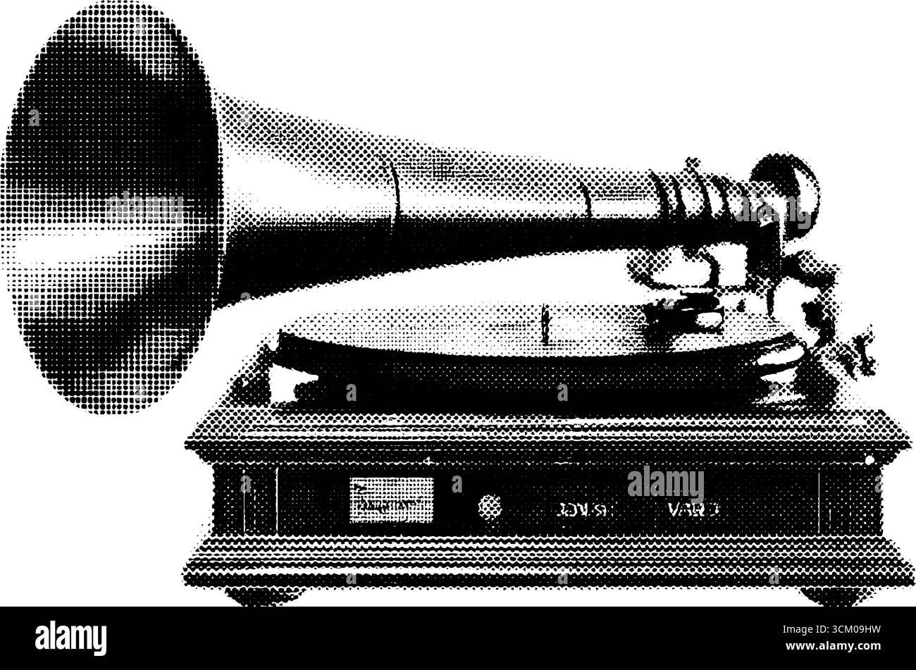 Vintage record player wire stand with halftone design in retro style ...