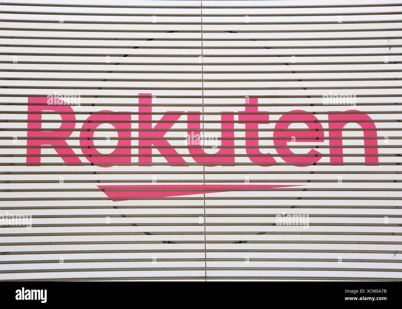 The trademark of Rakuten is seen in Shibuya Ward, Tokyo on September 26 ...