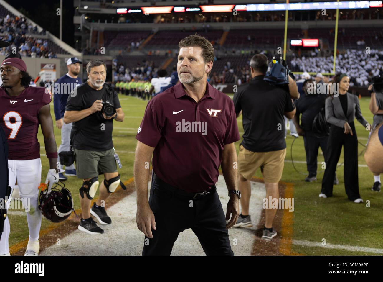 Blacksburg, VA, USA. 13th Sep, 2025. Virginia Tech Hokies head coach ...