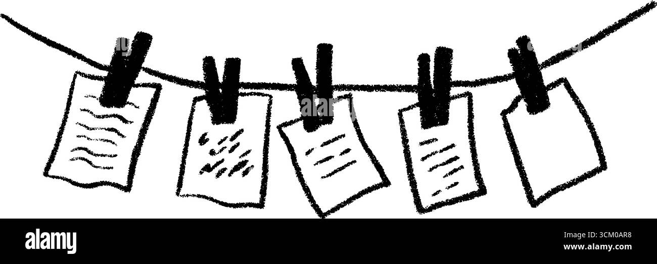 Creative sketch of bulletin board with pinned notes for office ...