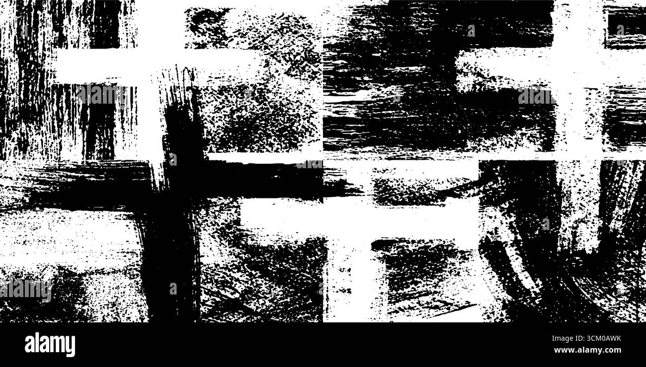 Bold cross pattern with dry brush texture and noise for artistic design ...