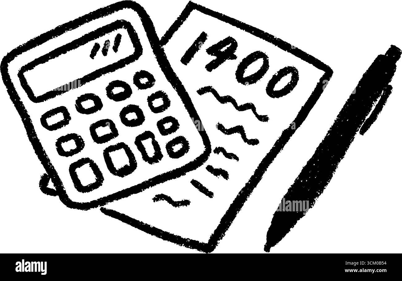 Calculator and scratch paper sketch for math concepts and design ...