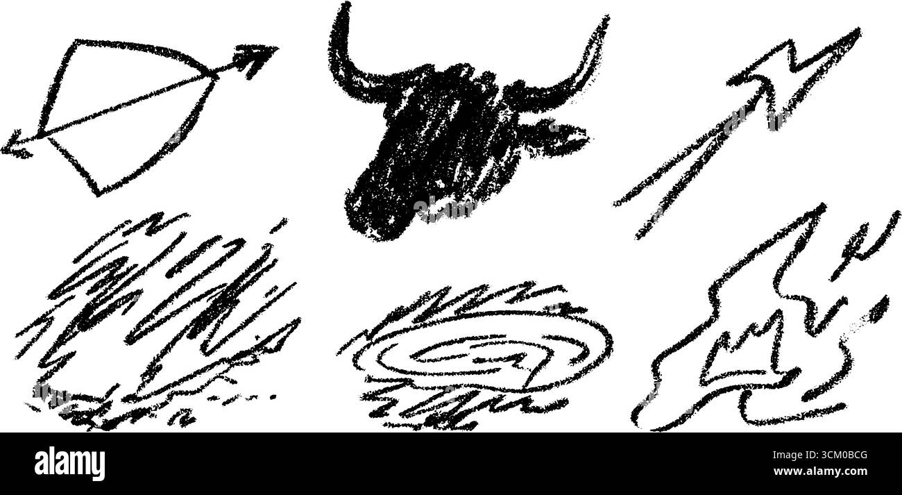 Sketch of bow and arrow with chasing scene elements for design or ...
